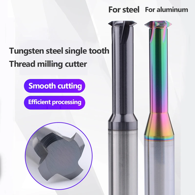 HRC65-1-Tooth-Thread-Milling-Cutter-Tungsten-Carbide-Steel-CNC-Metric ...