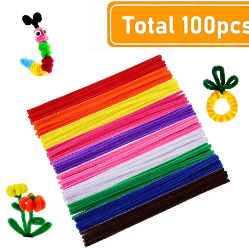 100pcs-Chenille-Stems-Toy-DIY-Strips-Twist-Bar-Anvil-Wire-Craft-Pipe ...