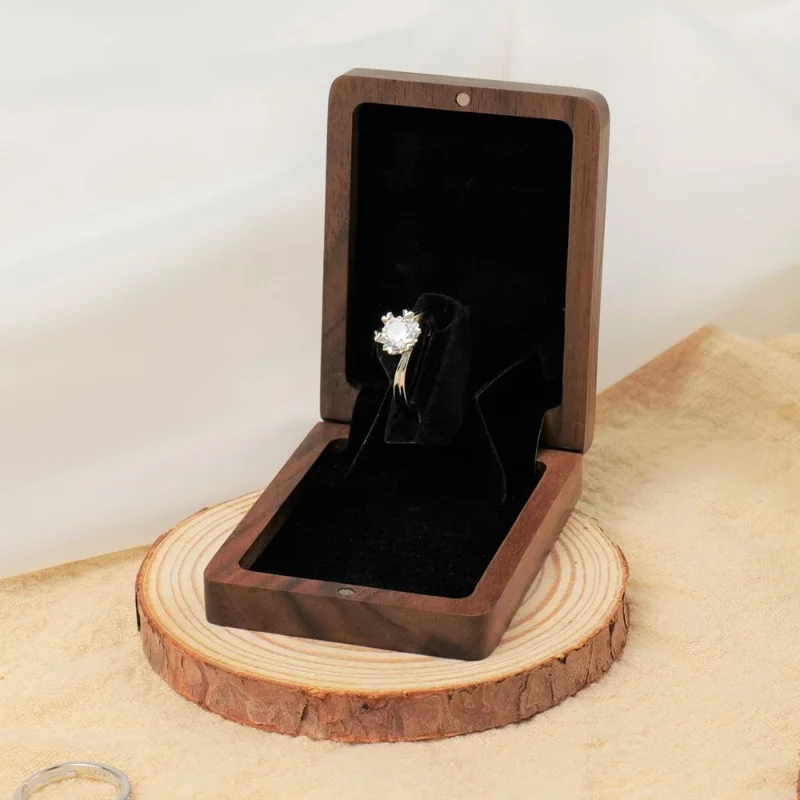 Solid-Wood-Ring-Box-Rotating-Display-Ring-Box-Black-Walnut-Jewelry ...