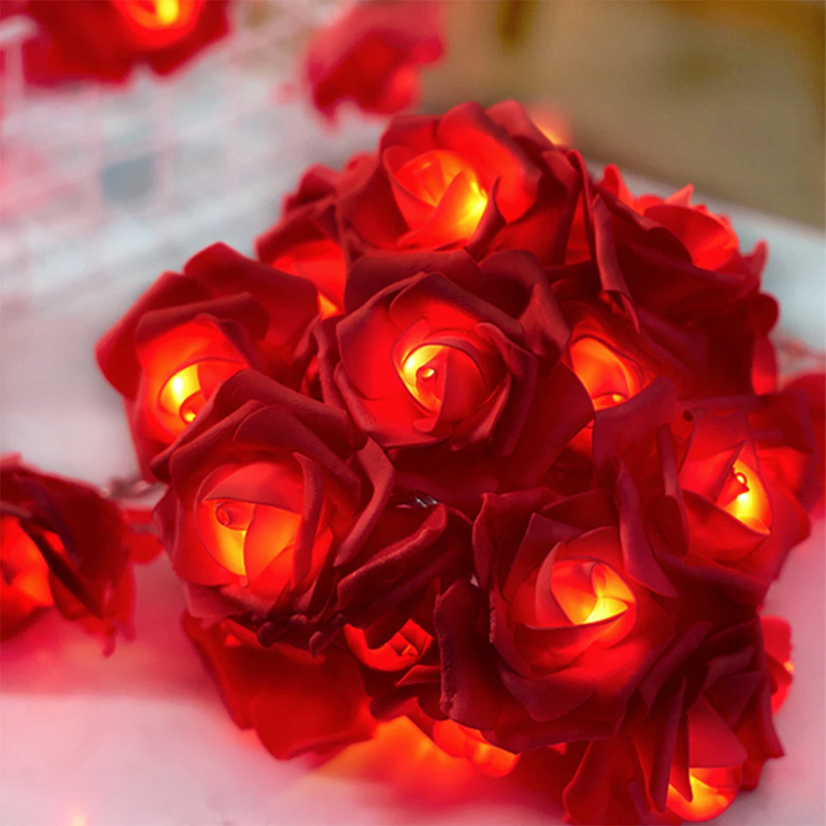 LED-Rose-Flower-String-Lights-Battery-Operated-Garden-Decor-Lights-Led ...