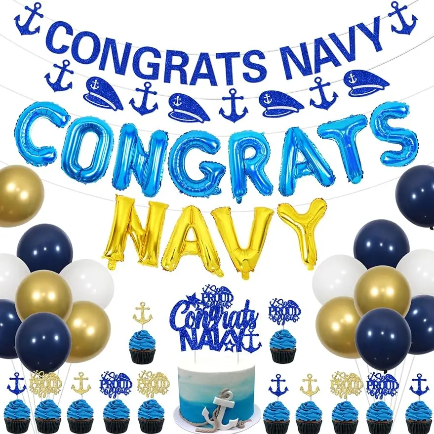 SURSURPRISE-US-Navy-Graduation-Decoration-Banner-Cake-Cupcake-Toppers ...