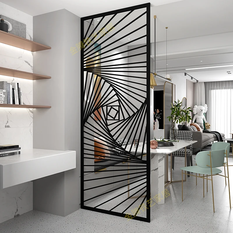 Custom-wrought-iron-screen-partition-light-luxury-modern-living-room ...
