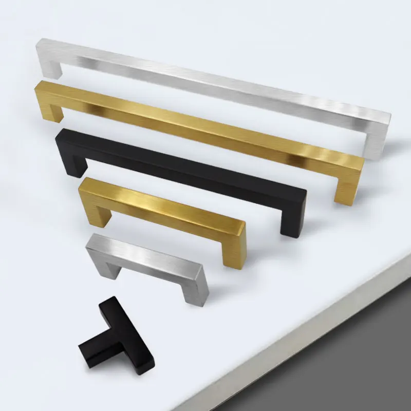 nord-Gold-Square-Cabinet-Handles-Brushed-Brass-Kitchen-Hardware-Modern ...