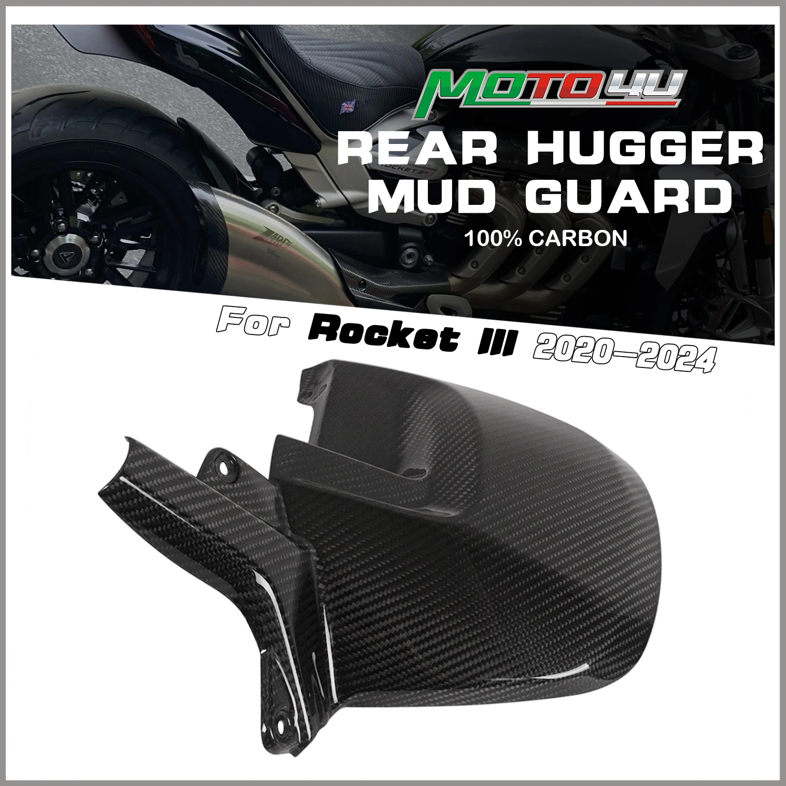 For Triumph Rocket III 2020 - 2021 100% Carbon Fiber Rear Hugger Mud ...