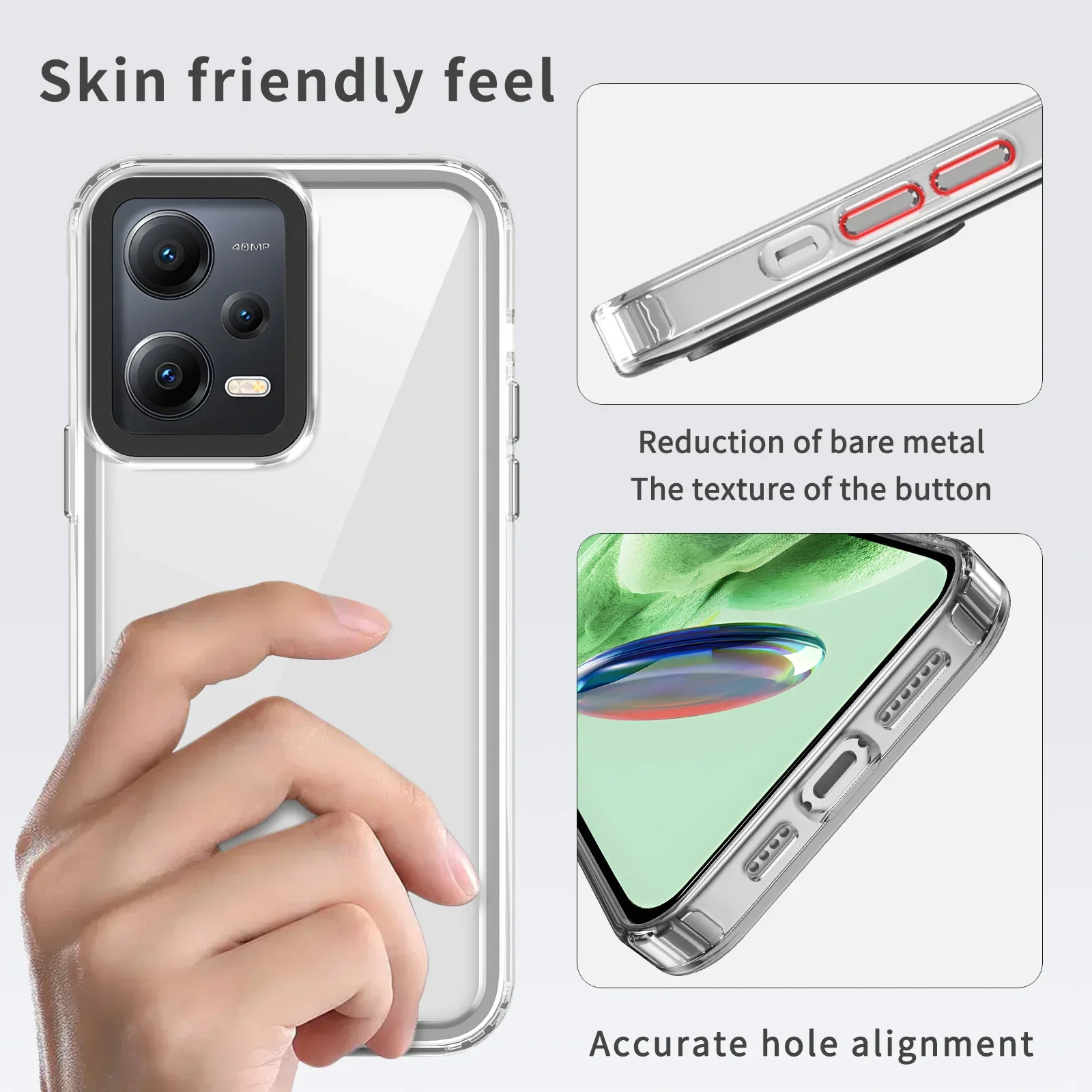 Acrylic Shockproof Transparent Phone Case with Back Cover for Redmi ...