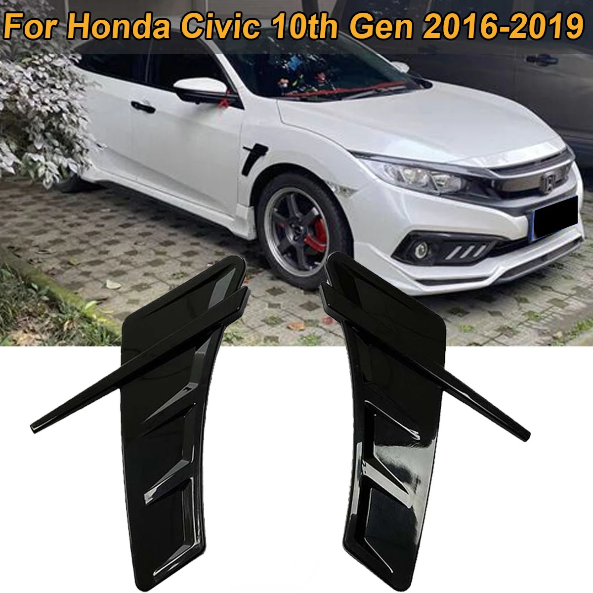 2PCS-Side-Fender-Vent-Air-Wing-Trim-Cover-Shark-Fins-Universal-For ...