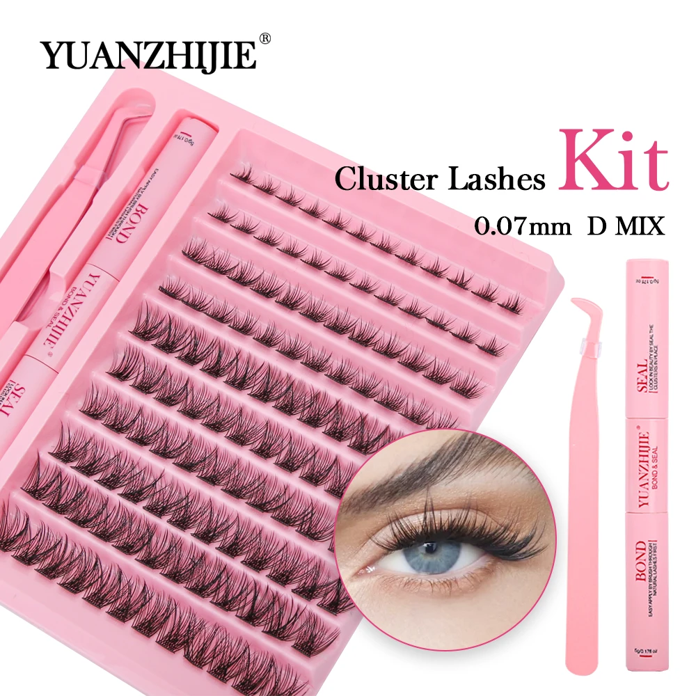 YUANZHIJIE DIY Lash Extension Kit Handmade Clusters Eyelash With Long ...