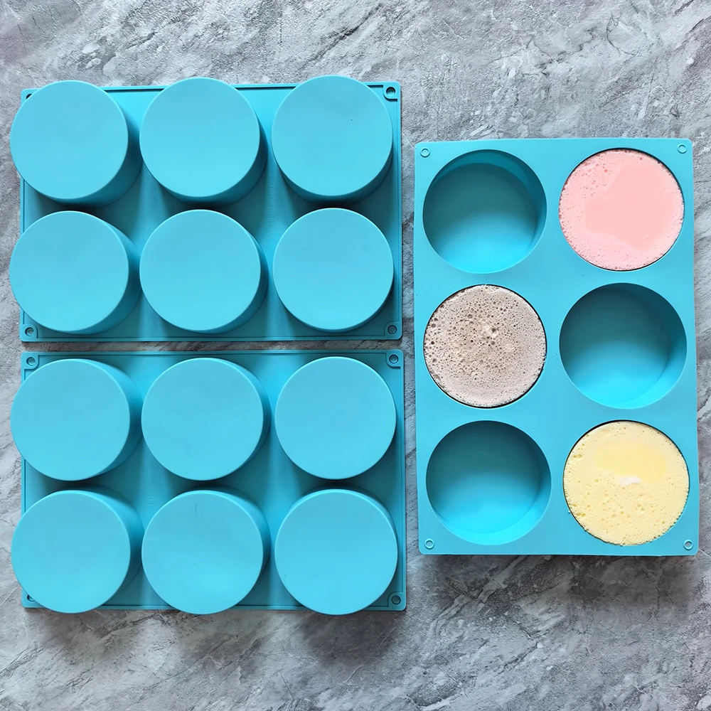1pc 6-cavity large round disc chocolate cake silicone mold, suitable ...