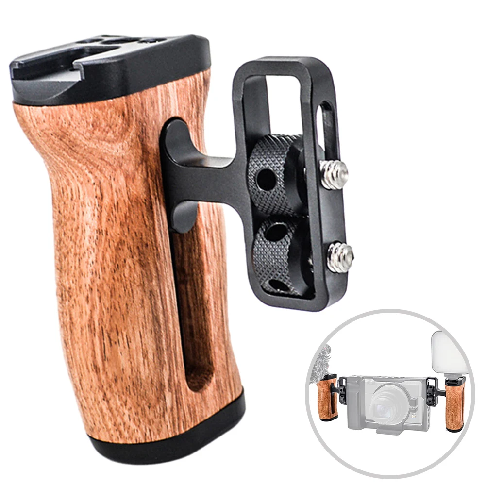Camera Cage Side Handle Locks Wooden Multi-function Side Grip Handle ...
