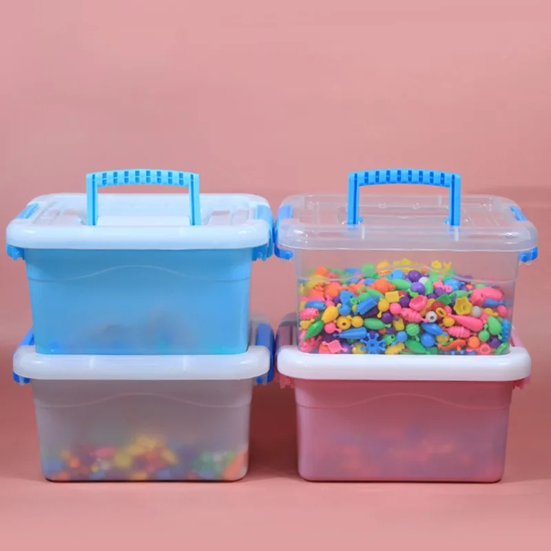 Large-Plastic-Storage-Box-with-Lid-Portable-Transparent-Blue-Box-Kids ...