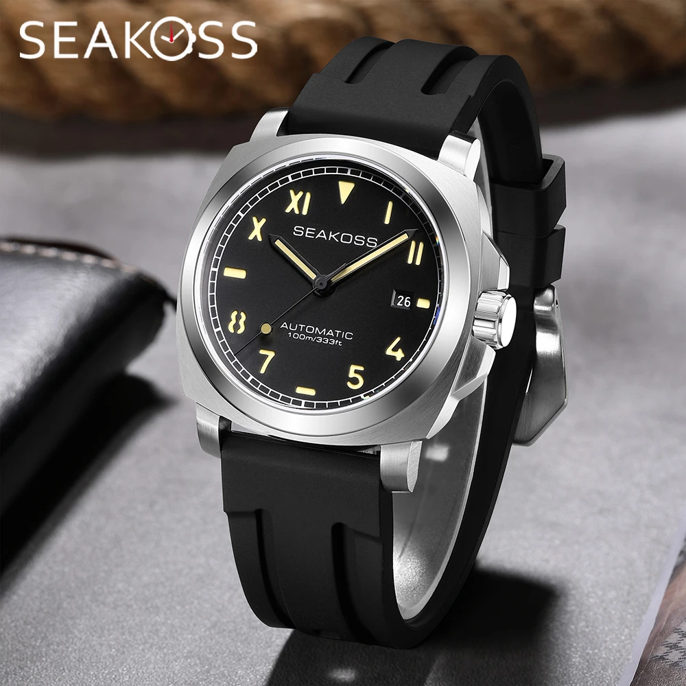 SEAKOSS 40mm 100M Diving Automatic Mechanical Men's Watches Seagull ...