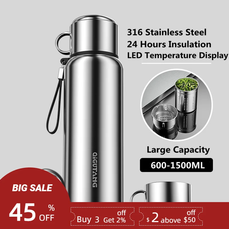 Thermos Temperature Display | Smart Thermos Display Large | Vacuum ...