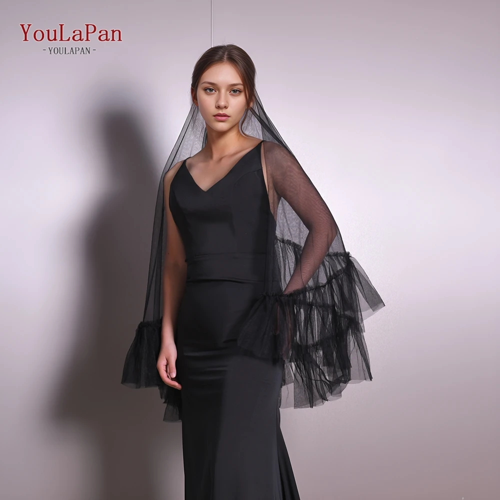 YouLaPan Brand New Black Pleated Veil Wedding Bridal Veil Double Layer ...