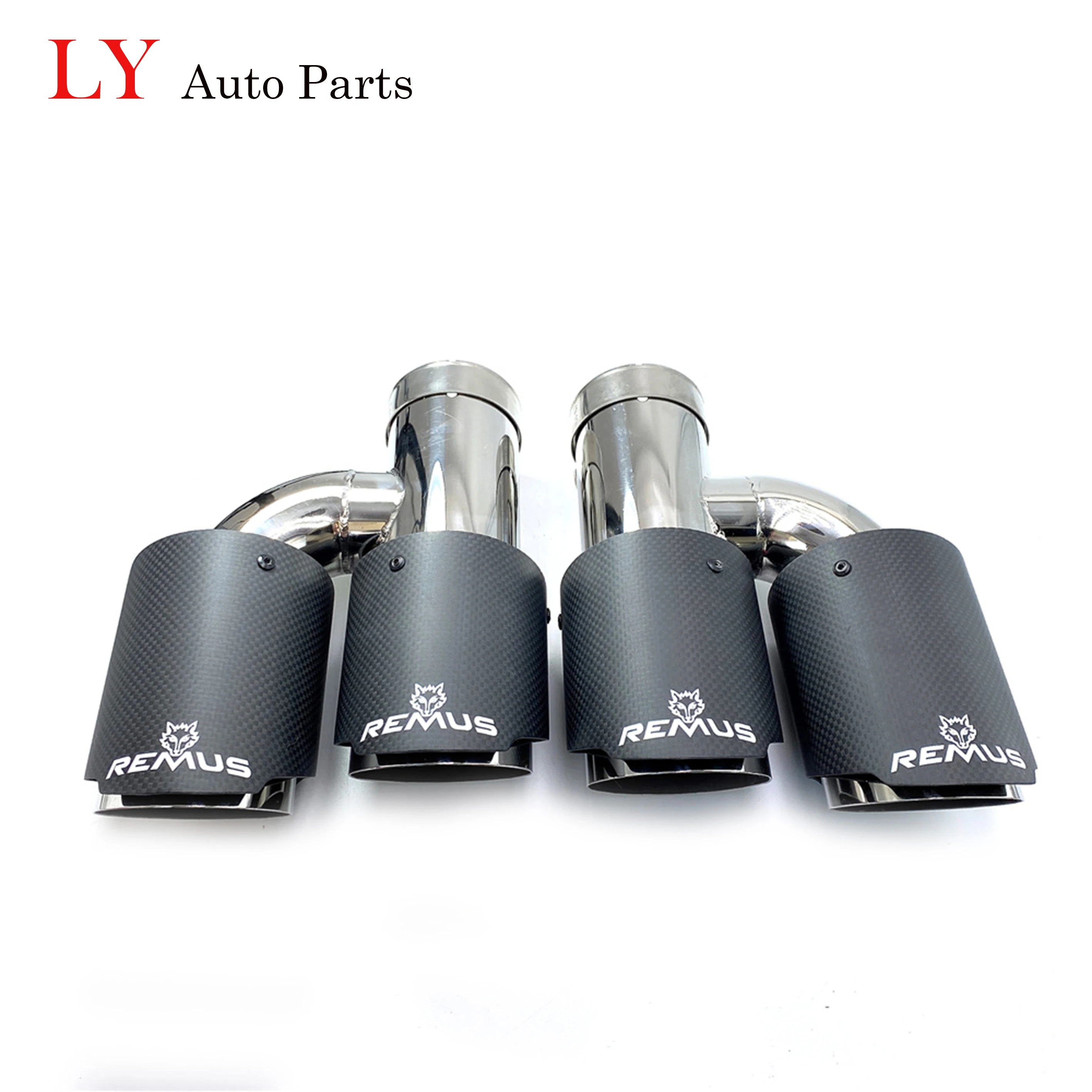 2PCS-H-Style-Universal-Dual-Matt-Carbon-Fiber-Exhaust-Tip-304-Stainless ...