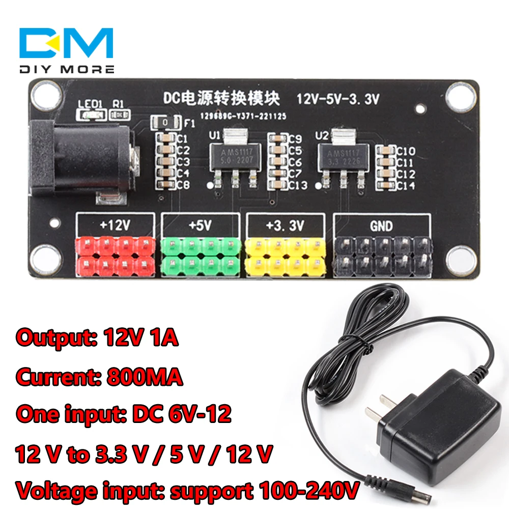 diymore 12V to 3.3V 5V 12V DC DC Voltage Converter Multi Output Step ...