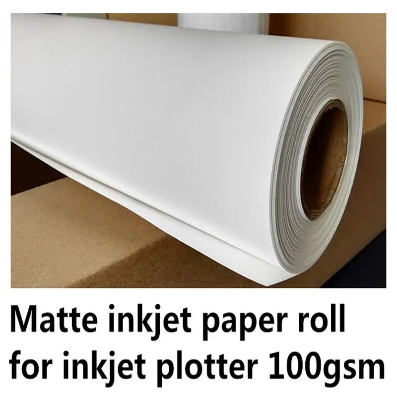100gsm thin inkjet matte photo paper roll for inkjet plotter A3 12in ...