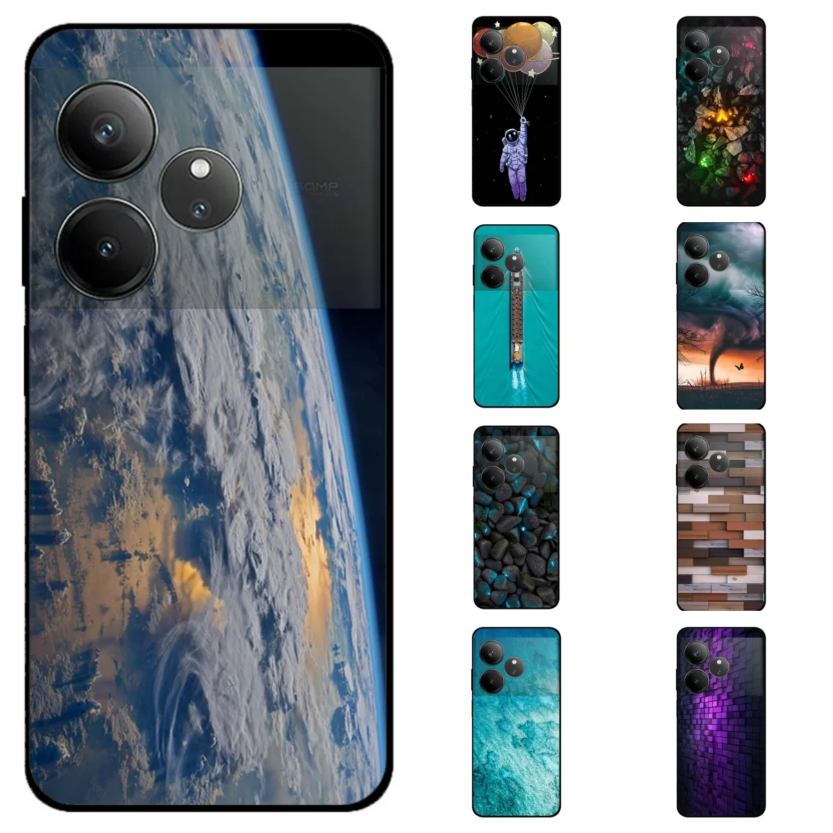 For Realme GT6/GT6T Case Silicone Black Bumper Soft TPU Coque for ...