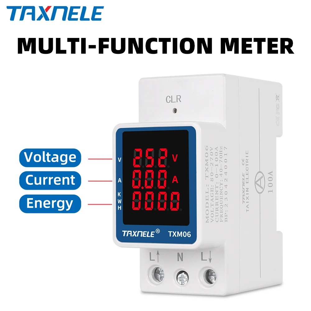 3IN1 AC 110V 220V 100A Voltage Current KWH Electric Energy Monitor ...