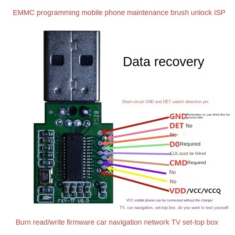 2pieces-EMMC-Programmers-Anguo-AU6438-Card-Reader-Mobile-Phone-Font-SP ...