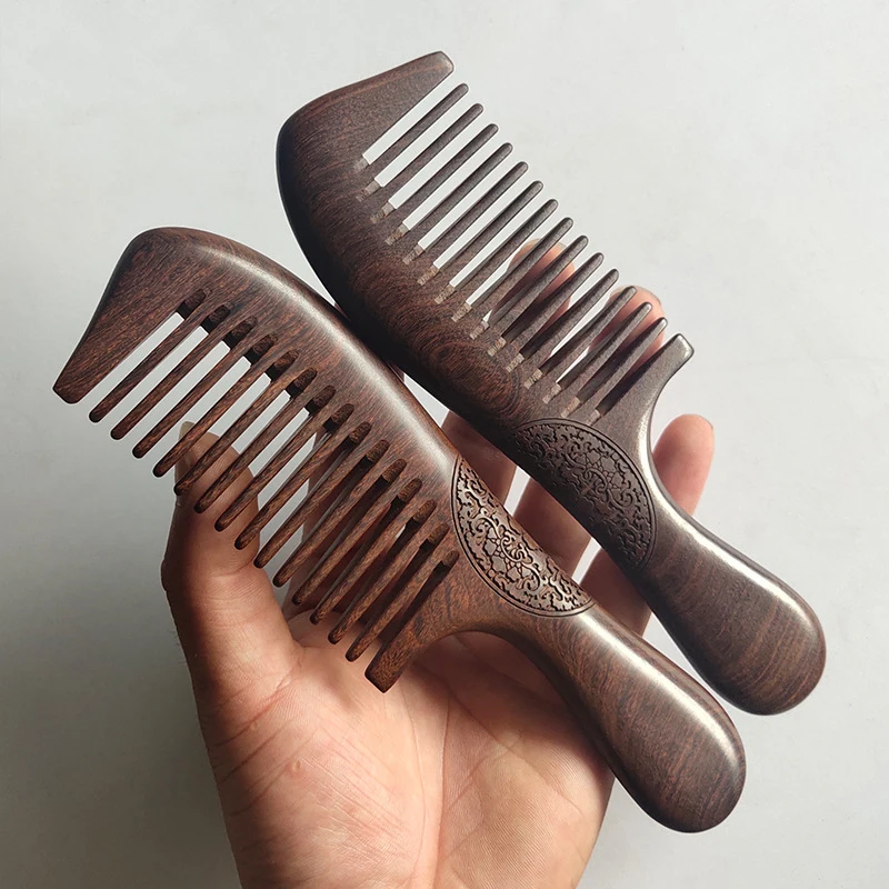 Natural-Sandalwood-Combs-Solid-Wood-Carving-Comb-Anti-Static-Beard-Comb ...