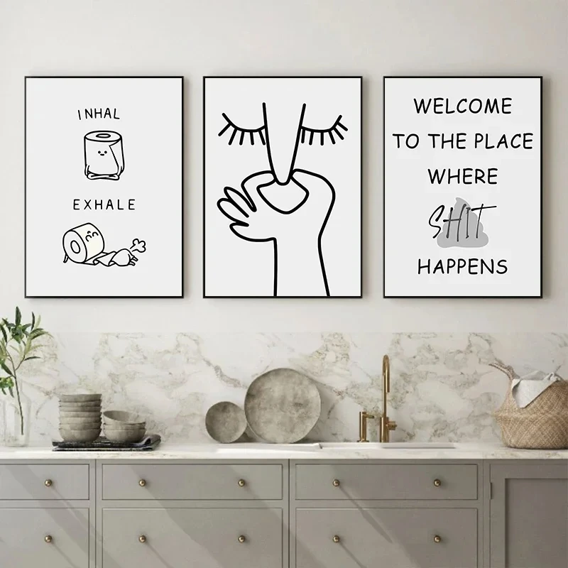 Abstract-Humour-Bad-Smell-Funny-Bathroom-Black-andWhite-PrintsCanvas ...