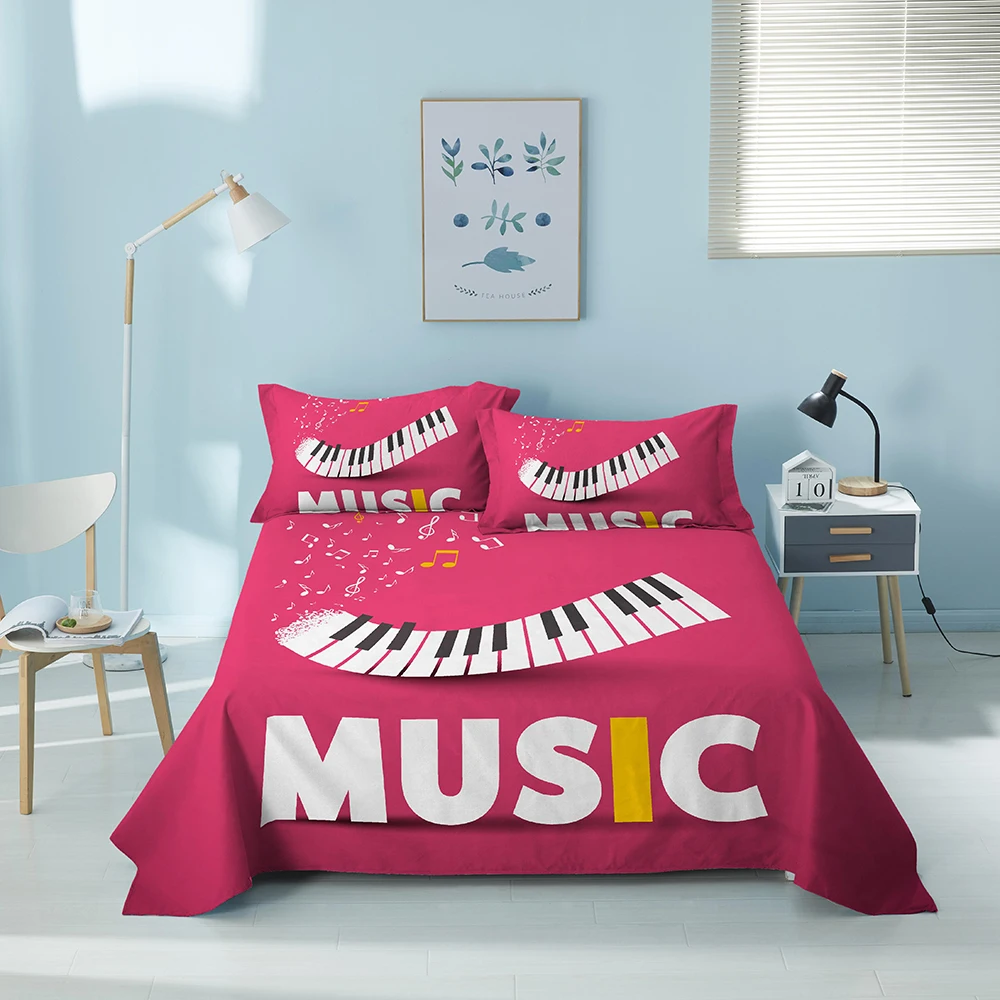 Music-Note-Keyboard-Print-Bed-Sheet-Cool-Boy-Kids-Flat-Sheet-Double ...