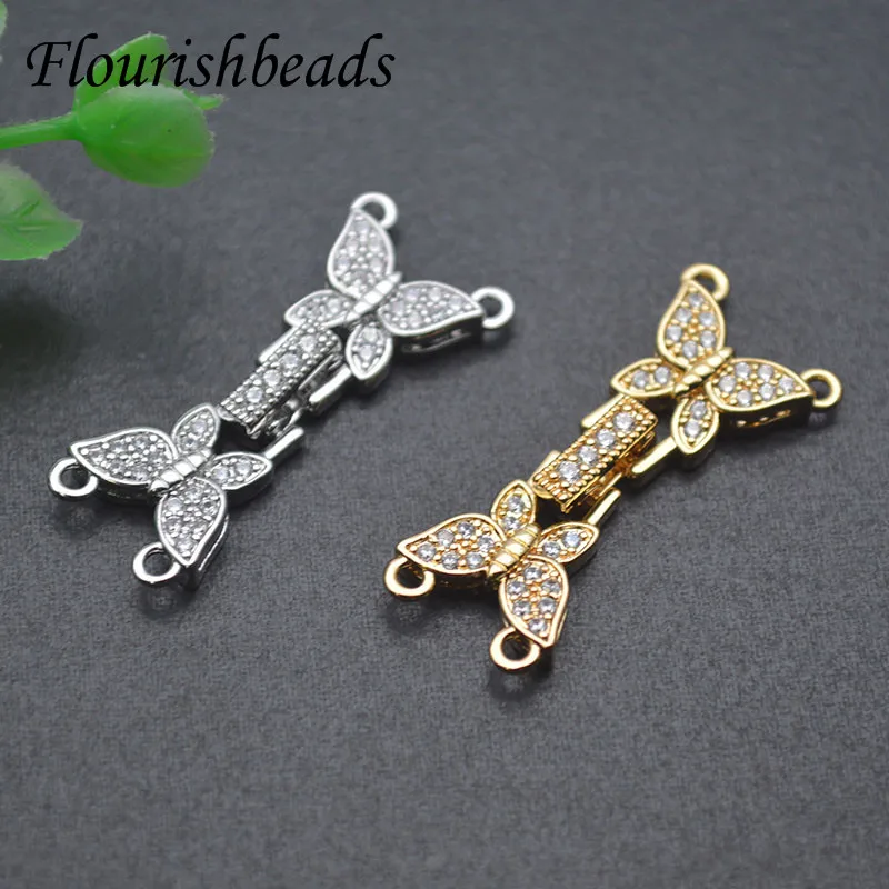 Fashion-Jewelry-Findings-Pearl-Necklace-Clasp-Double-Butterfly-Two ...