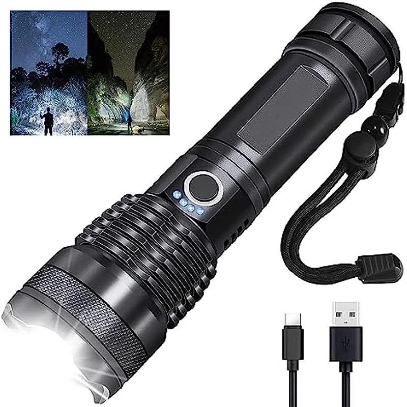 White-Laser-LED-Strong-Light-Tactical-Flashlight-15000-Lumens-Zoomable ...
