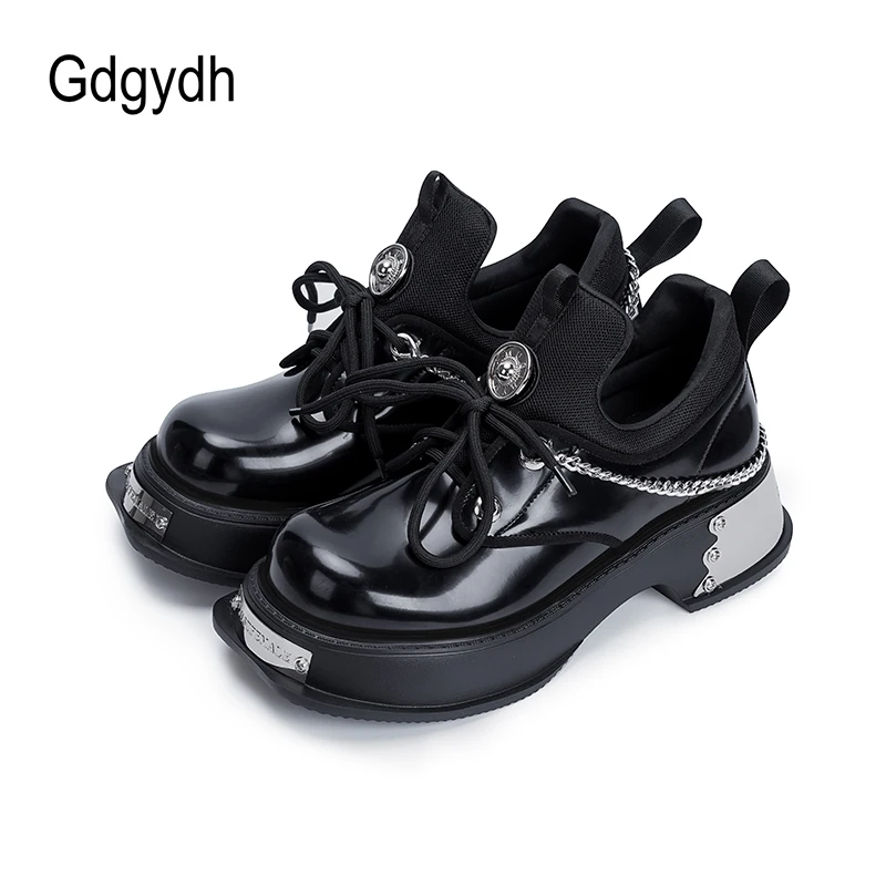 Gdgydh-Chunky-Platform-Stompers-with-Chain-Metal-Decor-Patent-Leather ...