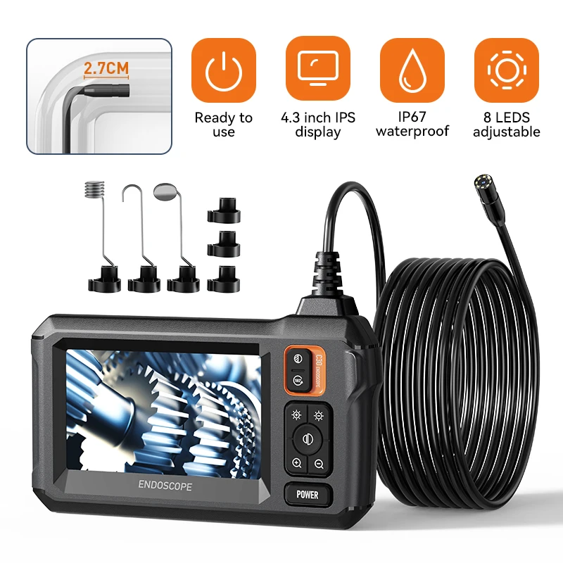 Single-Dual-Industrial-Endoscope-1080P-4-3-IPS-Borescope-Car-Inspection ...