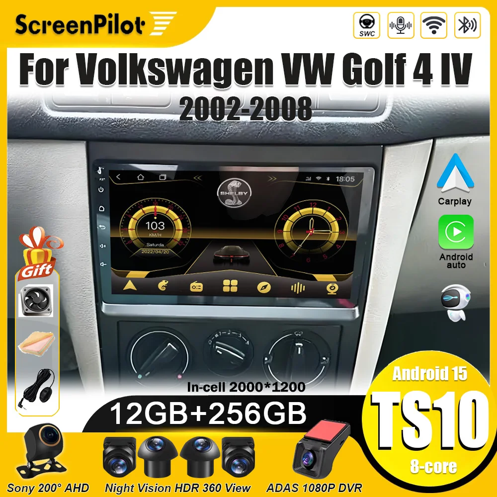 For Volkswagen VW Golf 4 IV 2002-2008 Android 15 Jetta MK4 Classics Car ...