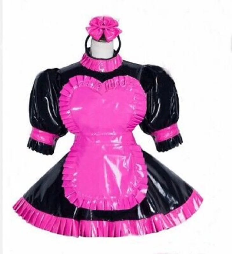 French-Maid-girl-Sissy-Lockable-PVC-Dress-cosplay-Costume-CD-TV-Tailor ...