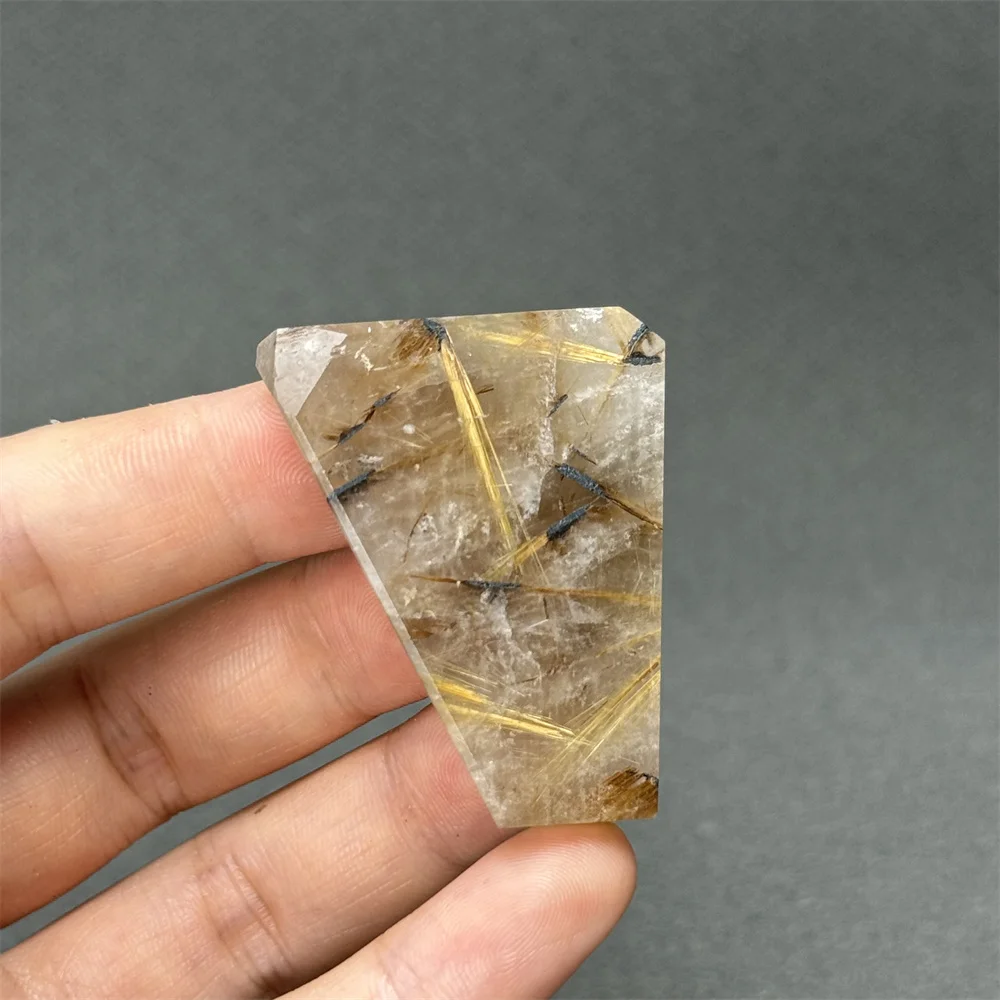 Natural Golden Hair Crystal Point Multi-Faceted Mineral Specimen Energy Healing Stone Home ...