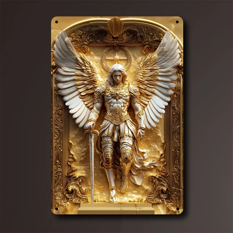 "Golden Archangel Michael Square Aluminum Wall Art - Versatile Decor ...