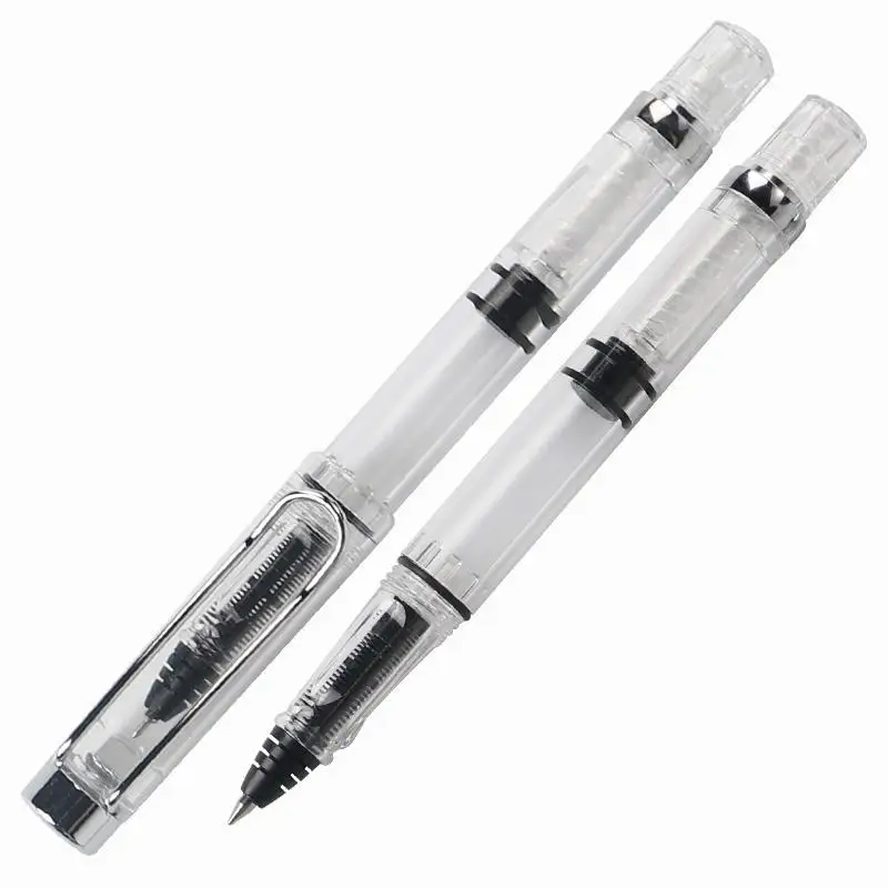 High-Quality-Piston-Fountain-Pen-Type-Gel-Pen-Transparent-White-School ...