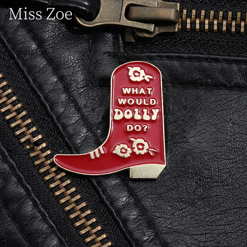 What Would Dolly Do Enamel Pin Red Cowboy Boot Dolly Parton Brooch ...