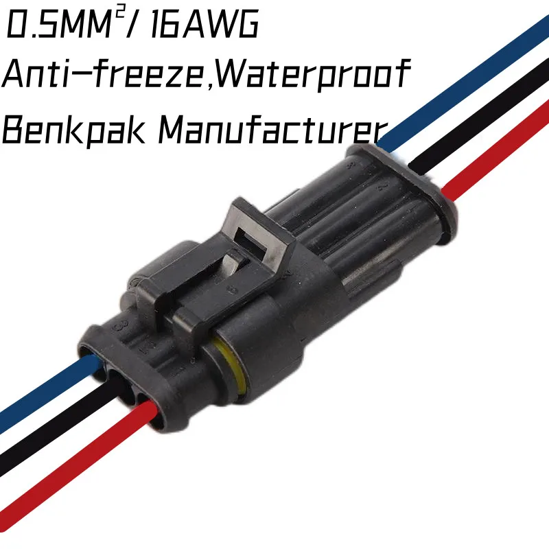 3 Pin Car Waterproof Electrical Connector Plug With Electrical Wire ...