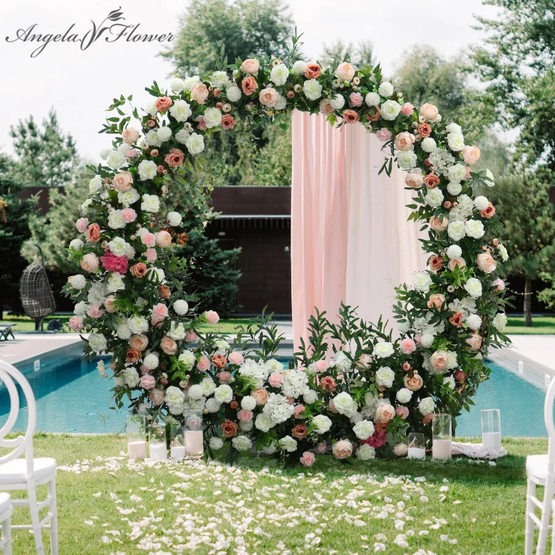 Stable-Round-Circle-Arch-With-Artificial-Flower-Row-Set-Wedding ...