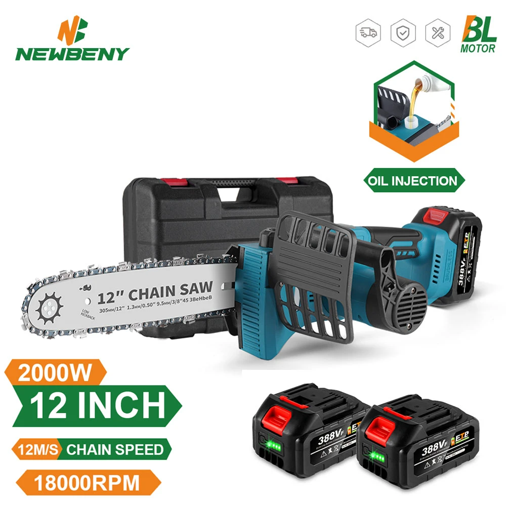 2000W 12 Inch Brushless Electric Chainsaw Cordless Rechargeable ...