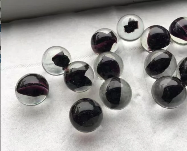 1-6-cm-transparent-black-petals-glass-marbles-Pachinko-balls-250-pieces ...