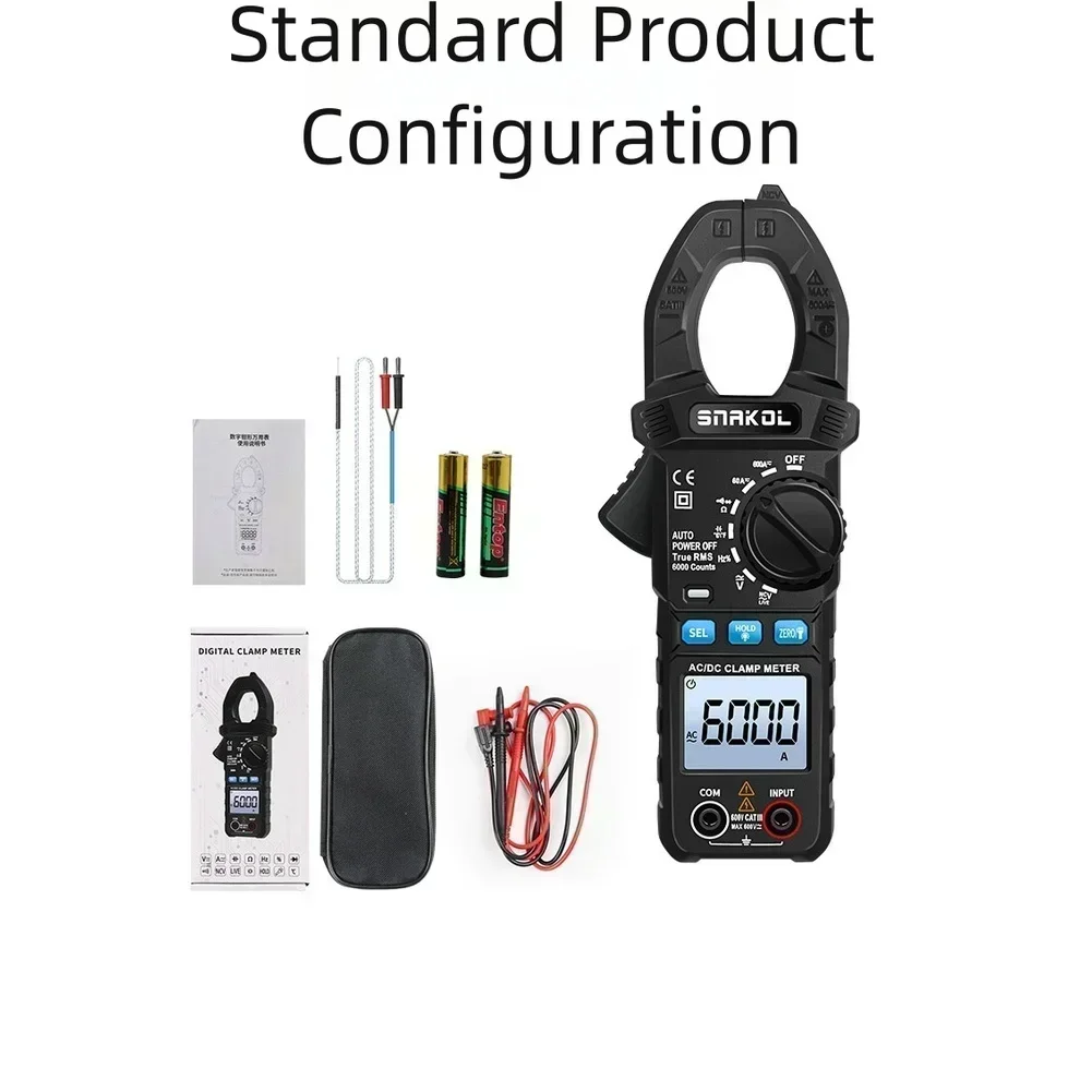 AC/DC Current Clamp Meter Multimeter Multifunction Clamp Ammeter ...