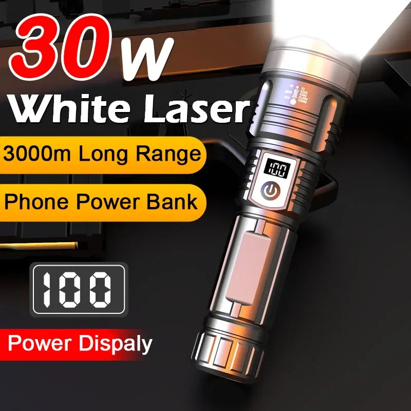 High-Strong-Power-30w-Led-Flashlights-3000m-Zoom-Tactical-Light ...