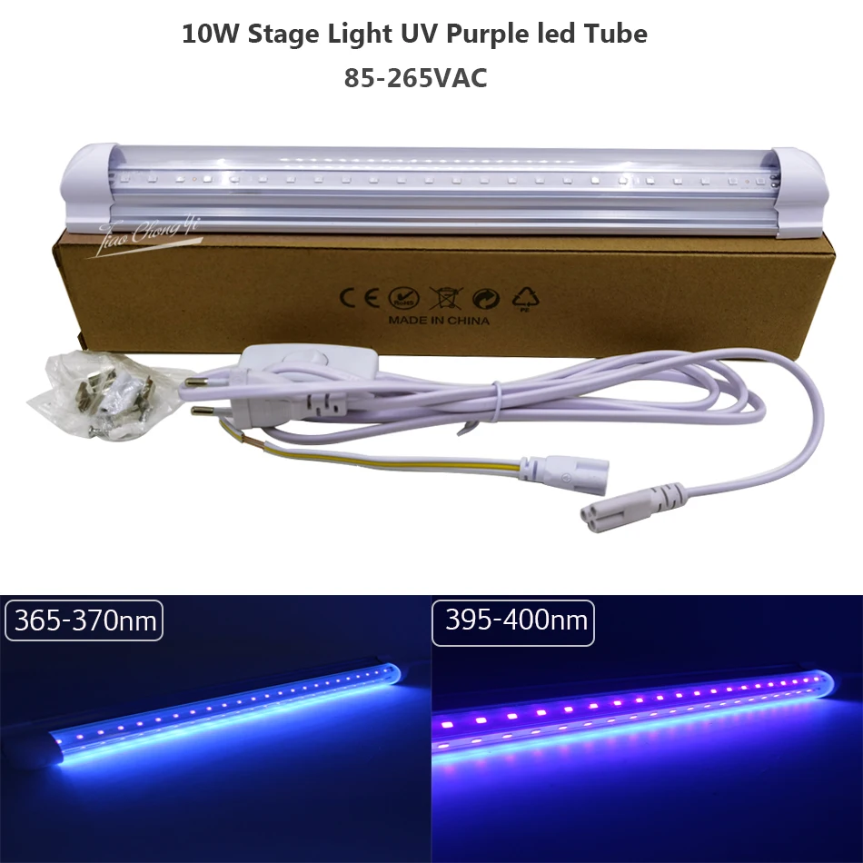 T8-10W-48leds-UV-LED-Tube-Blacklight-365nm-395m-85-265v-32cm-Purple ...