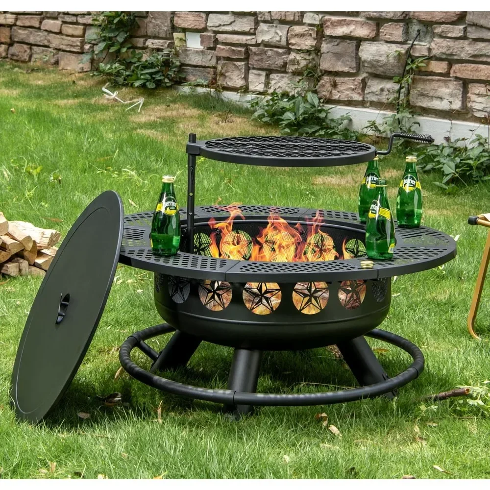 42 Inch Fire Pit with Cooking Grill – In Touch Decor