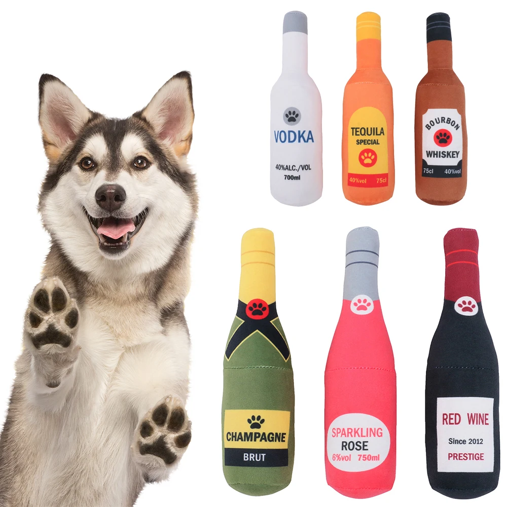 Dog-Plush-Toys-Plush-Filled-Cocktail-Vodka-Wine-Bottle-Creative-Pet ...