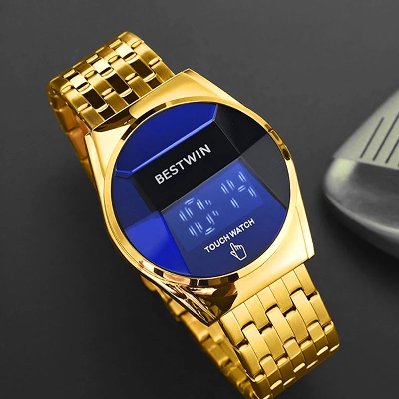 2022 Golden Luxury Brand Men Digital Wristwatches Fashion Sports Wrist ...