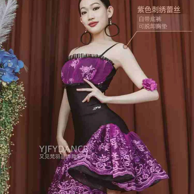 Purple-Latin-Dance-Dress-Women-ChaCha-Dancing-Clothes-Sleeveless ...