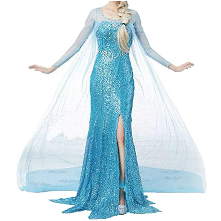 Vestido largo de princesa Elsa de Frozen, traje de Elsa de malla con ...