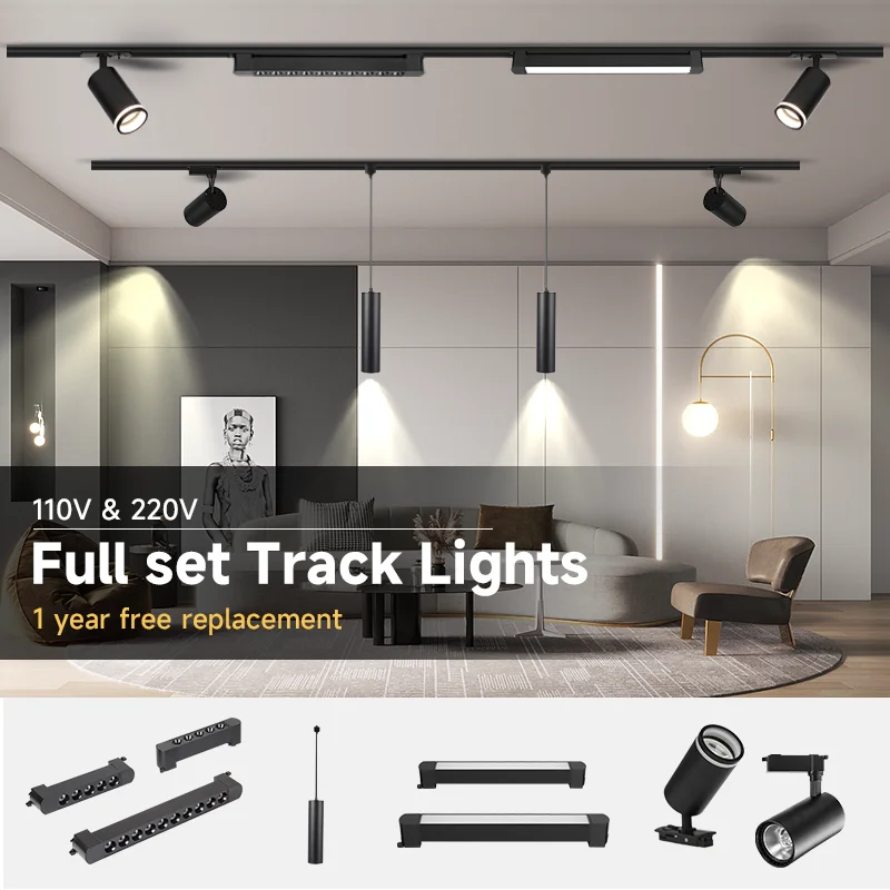 Full Set Spotlight Rail Light System Led Track Light Fixture Cob Track ...