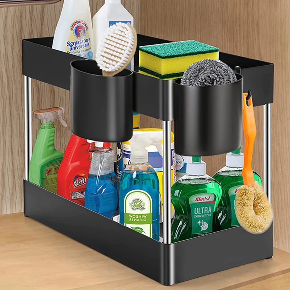 2-Layer-Sink-Storage-Rack-With-Hook-Multifunctional-Storage-Rack-for ...